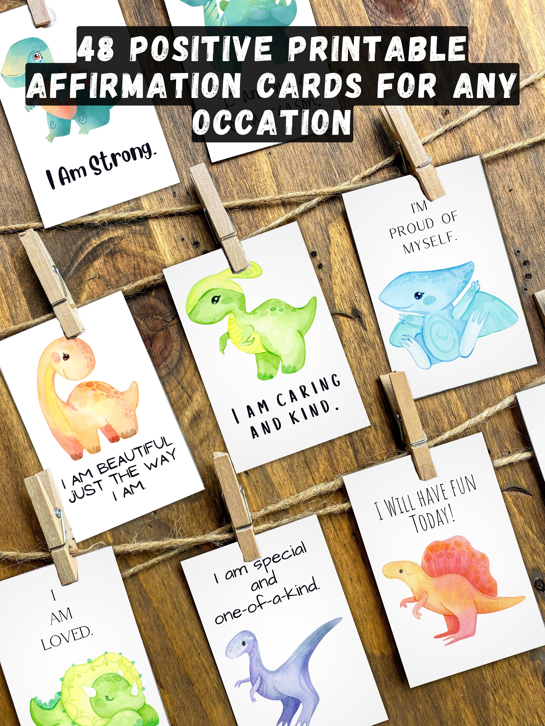 Printable Affirmation Cards, Adorable and Fun Dinosaurs for Kids - Etsy