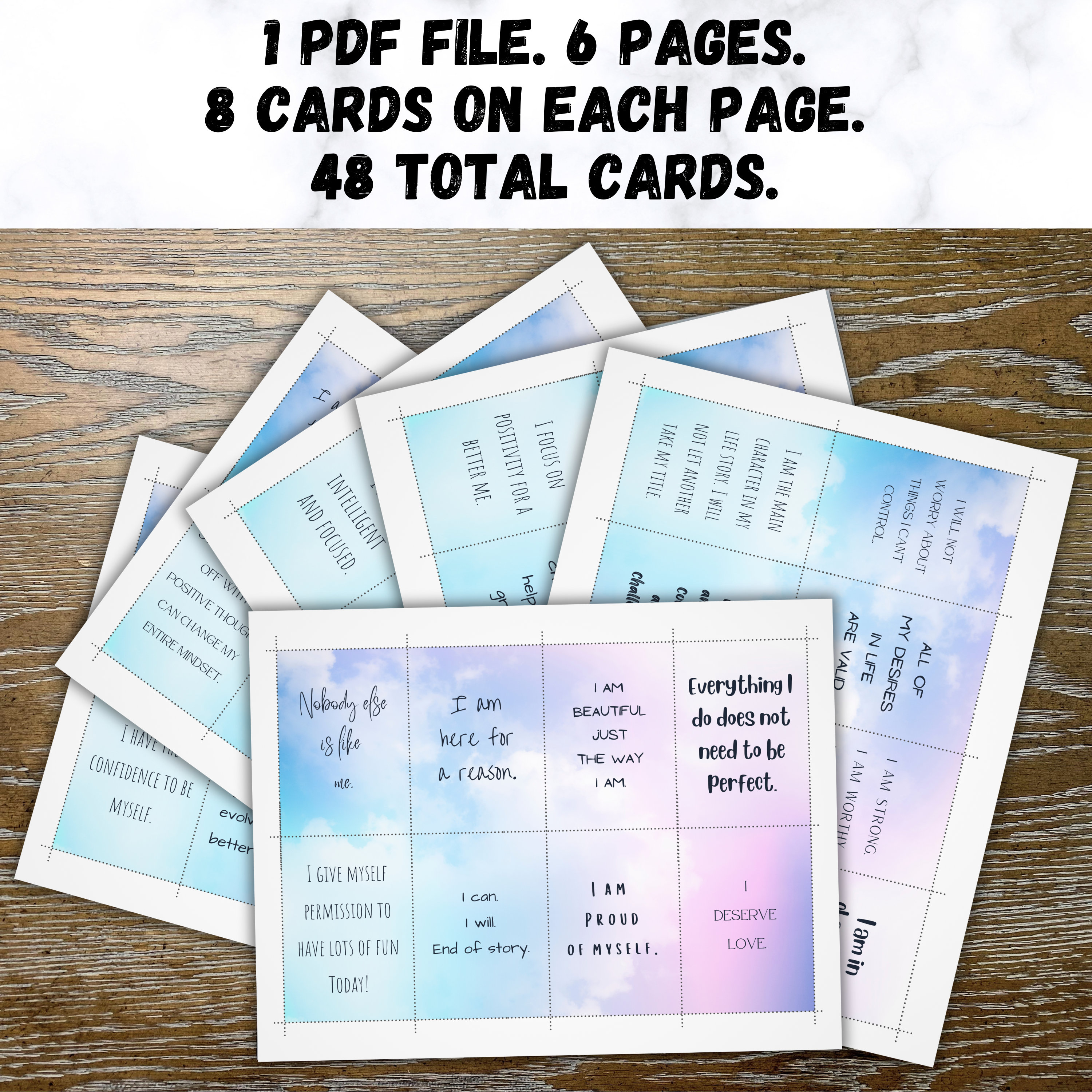 Printable Affirmation Cards, Beautiful Pastel Clouds - Etsy