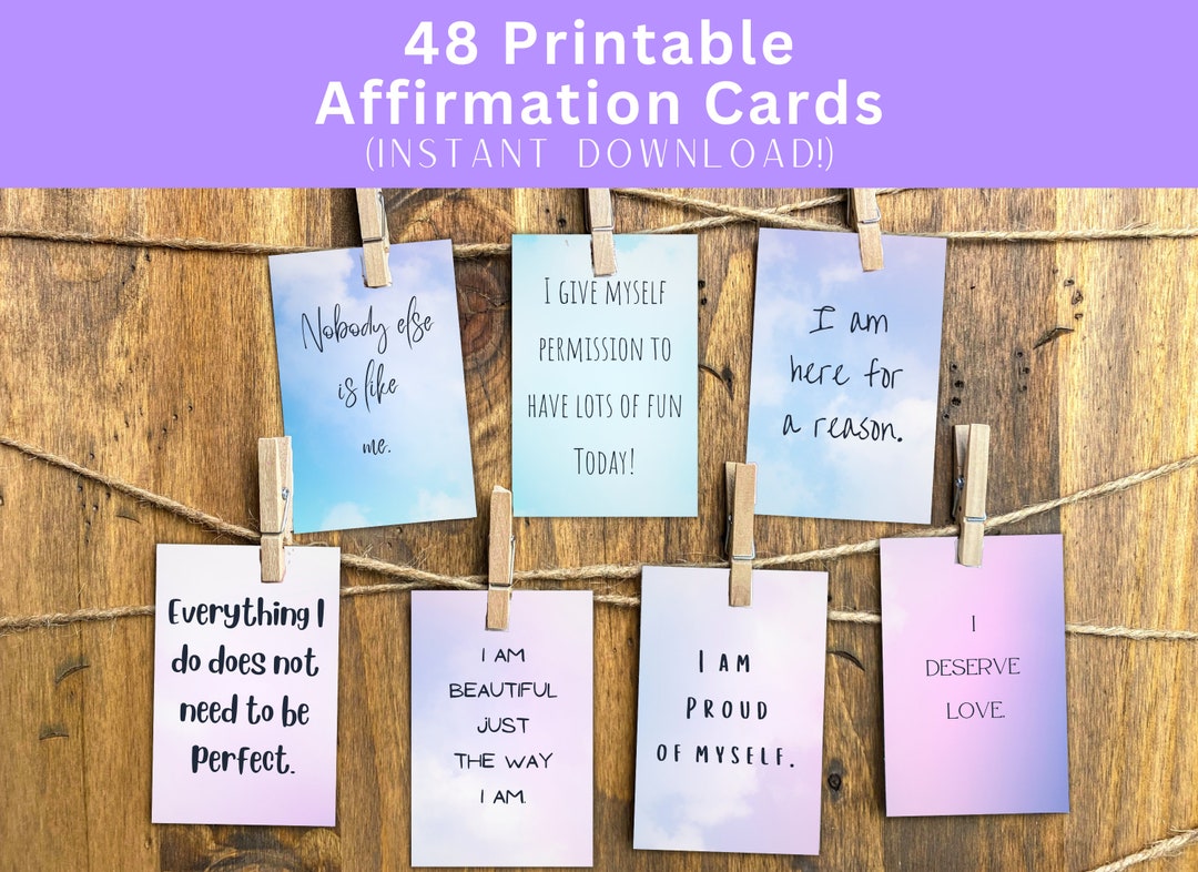 Printable Affirmation Cards, Beautiful Pastel Clouds - Etsy