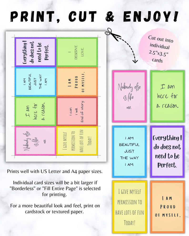 Printable Affirmation Cards, Bright and Bold - Etsy