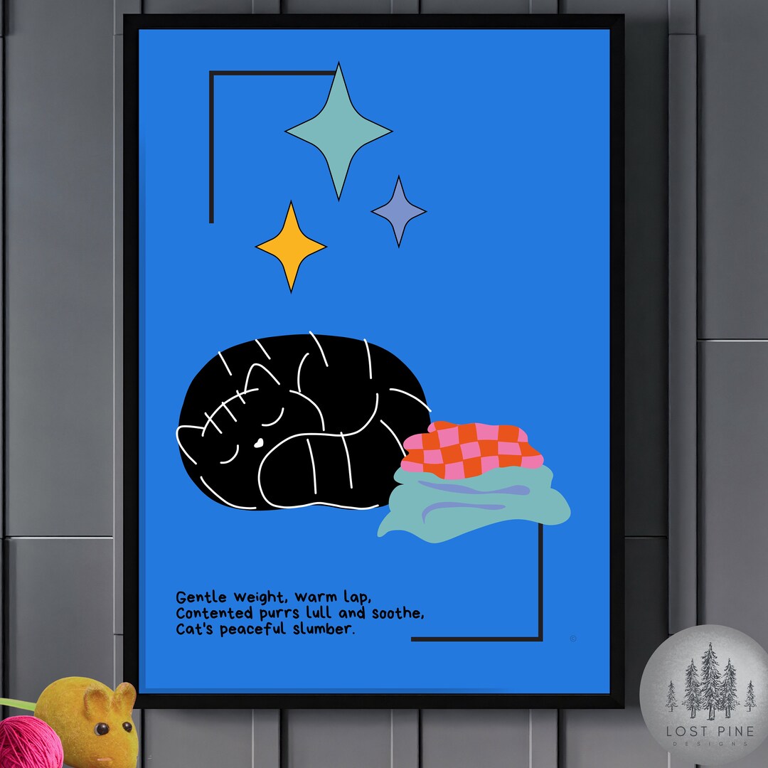 Cat Haiku Gentle Weight, Warm Lap Original Artwork Digital Print Poster ...