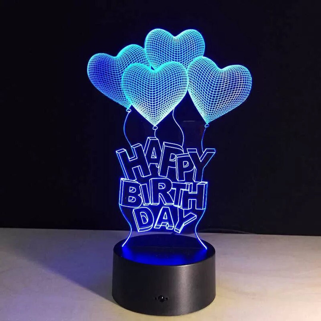 Colorful Happy Birthday Night Lamp Birthday Home and Desk - Etsy