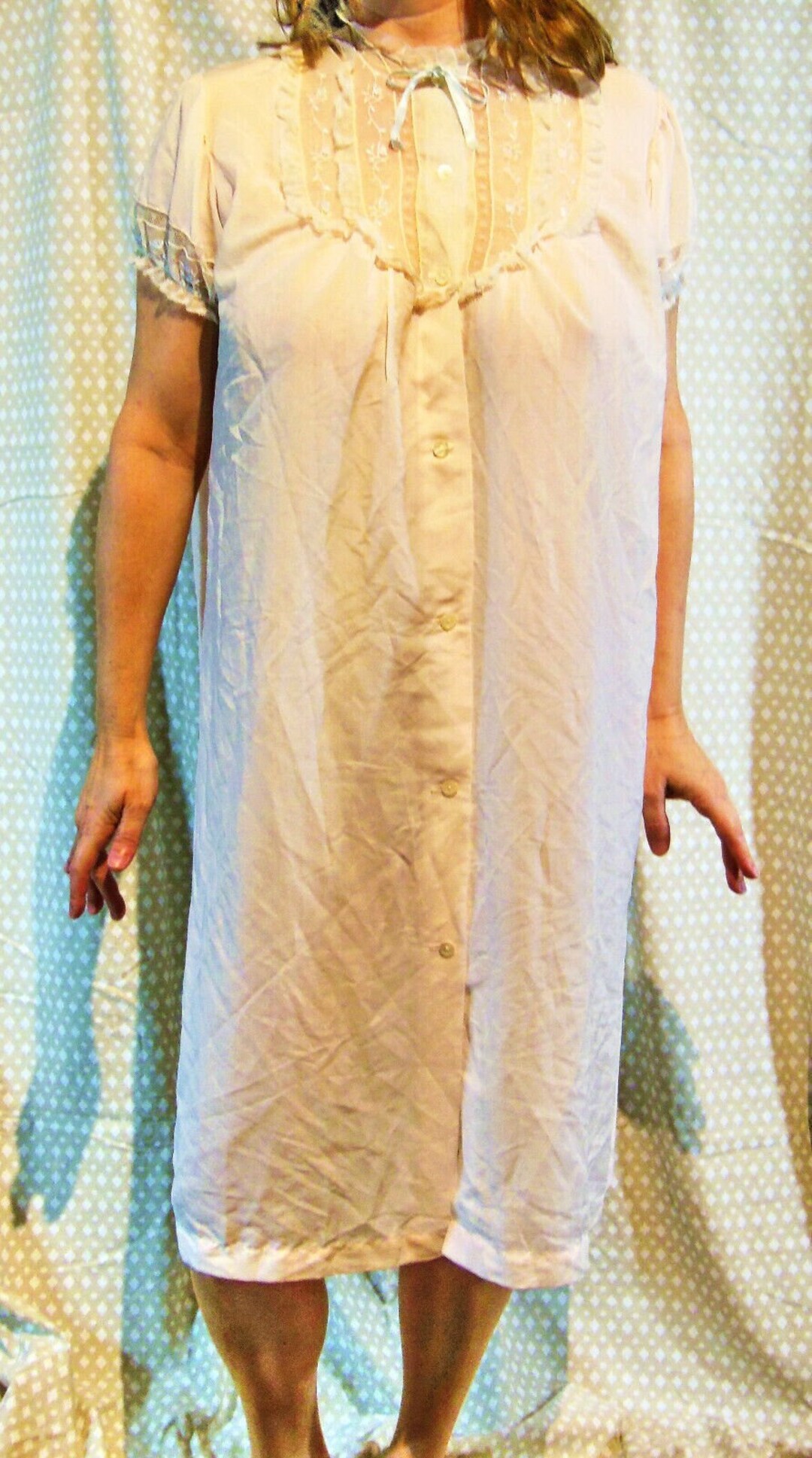 Rare!! Barbizon Recollection "debbie" Vintage Pink Lacy Sheer Chiffon ...