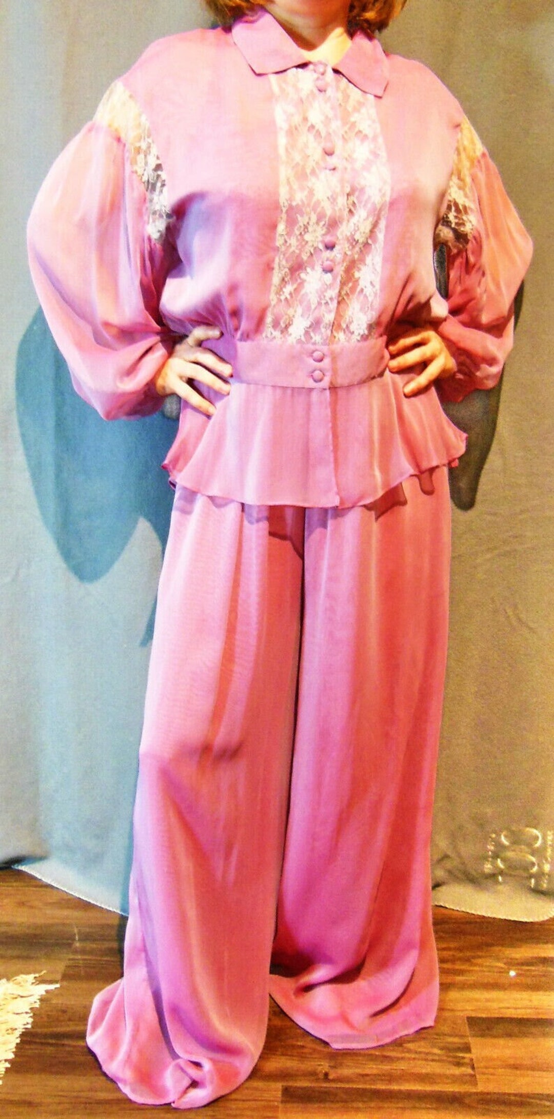 Rare! Victoria's Secret Lavender Sheer Double Layer Chiffon Lacy Sleep ...