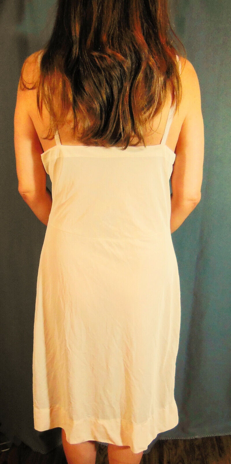 Elegant Sears Vintage Beige Slippery Nylon Embroidered Cups&hem Full ...