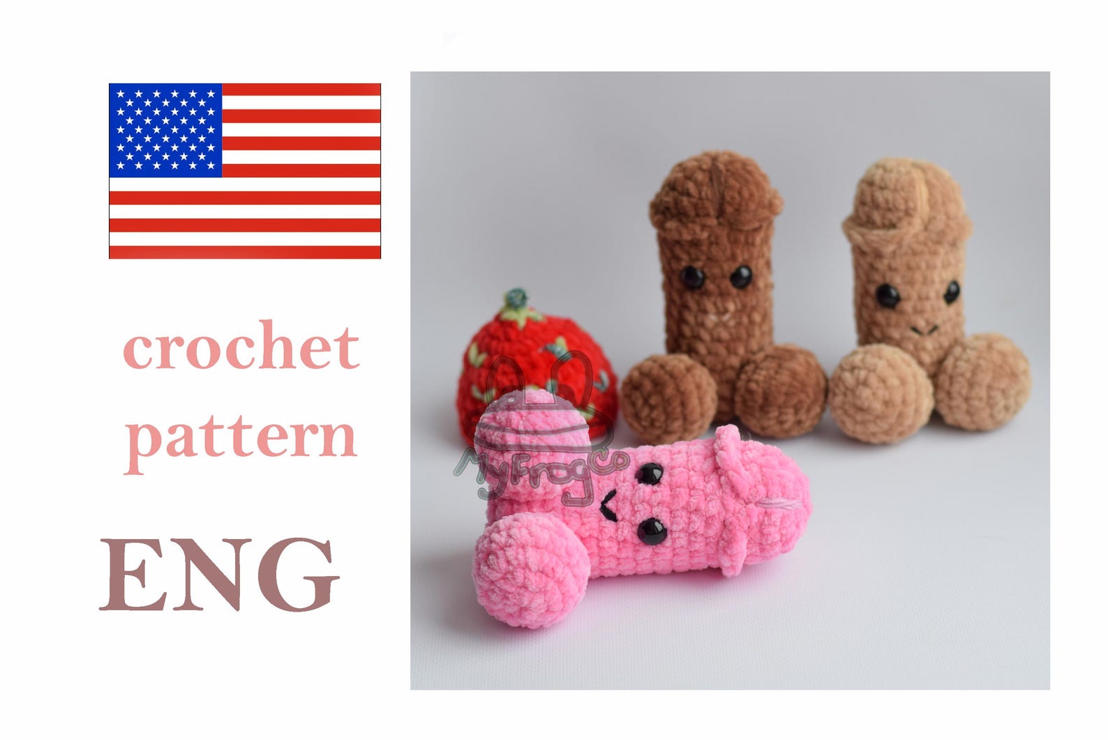 Crochet Penis Pattern Valentines Gift for Bestie, Amigurumi Dick ...