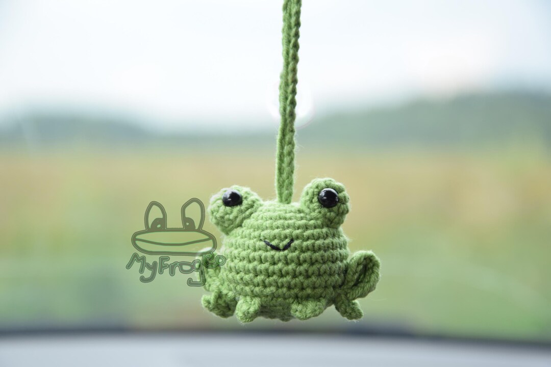 Frog Amigurumi Crochet Pattern Car Pendant, Toad Rear View Mirror Car ...