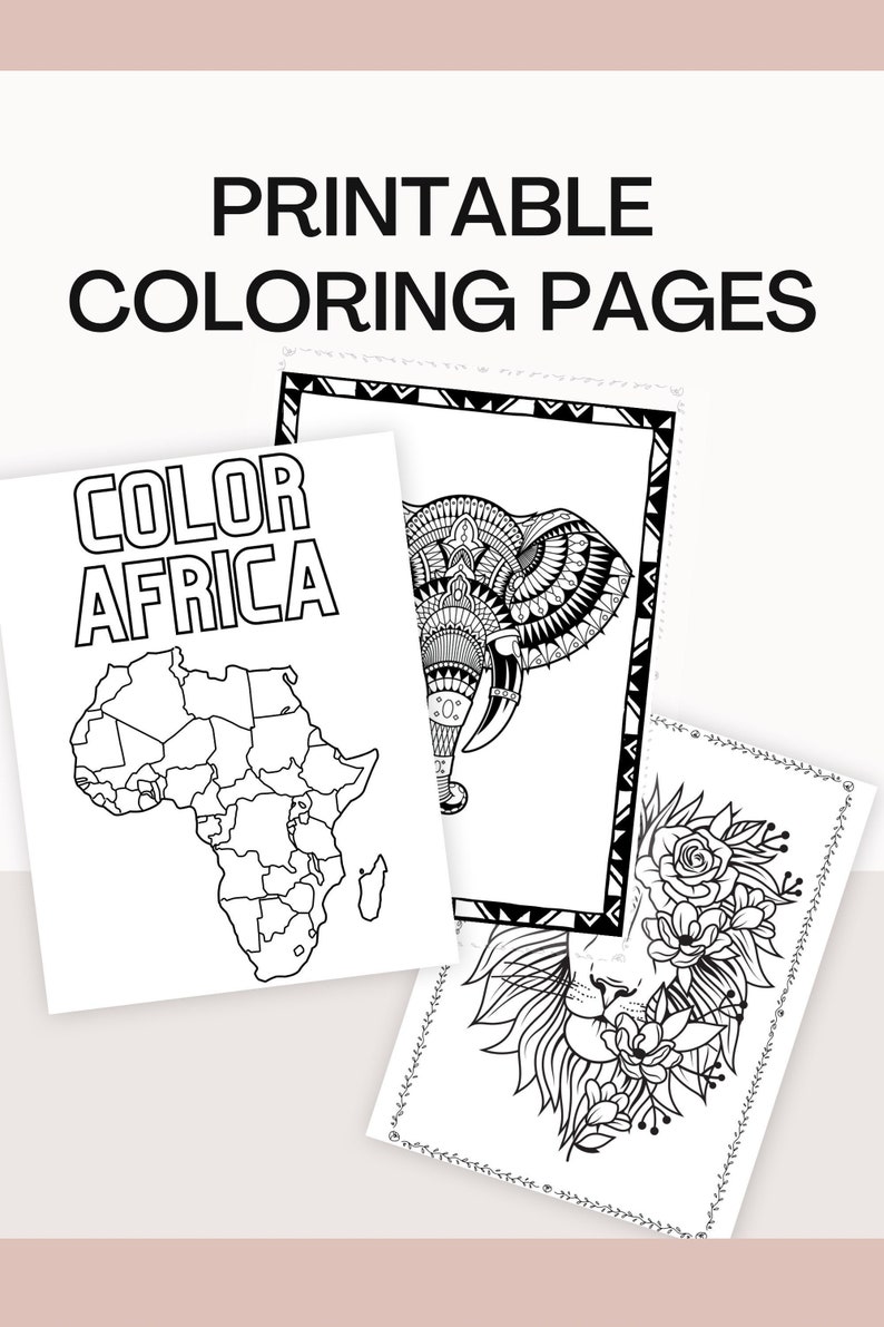 Africa Coloring Pages, 25 Page Bundle, Printable, Black and White ...