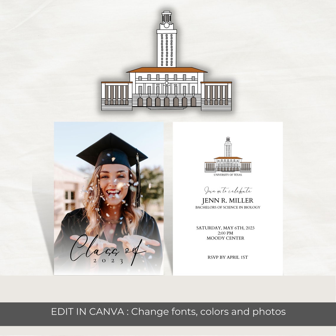 University of Texas Graduation Party Invitation Template, Minimalist ...