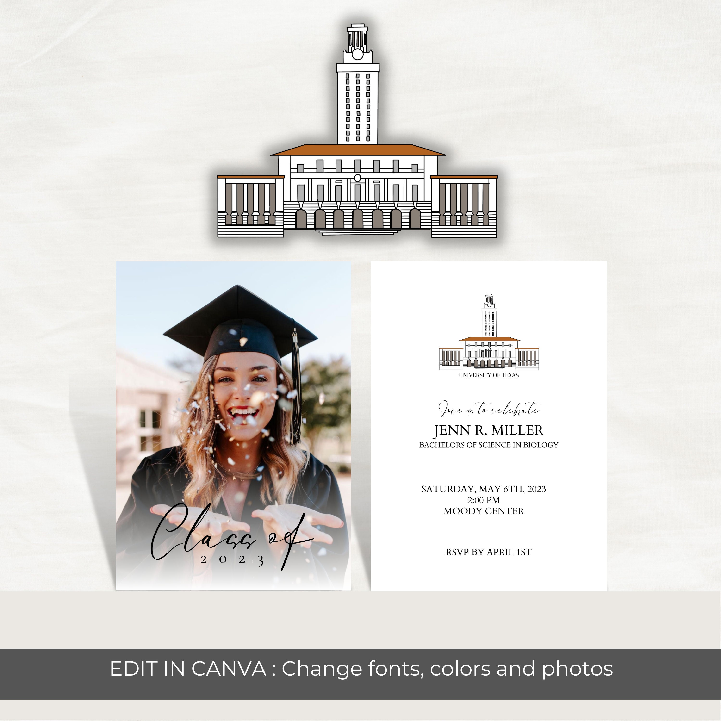 University of Texas Graduation Party Invitation Template, Minimalist ...