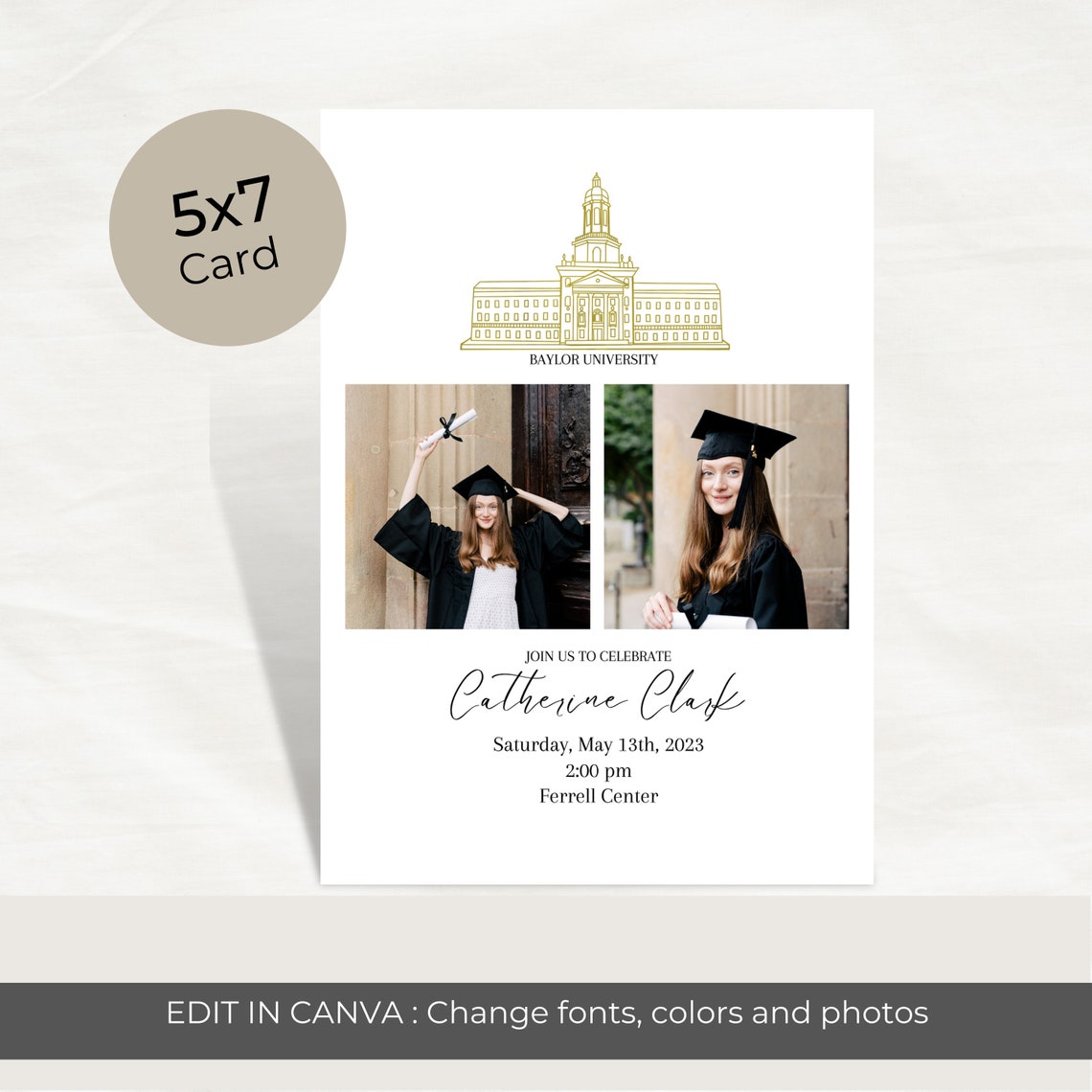 Baylor University Graduation Party Invitation Template, Minimalist ...