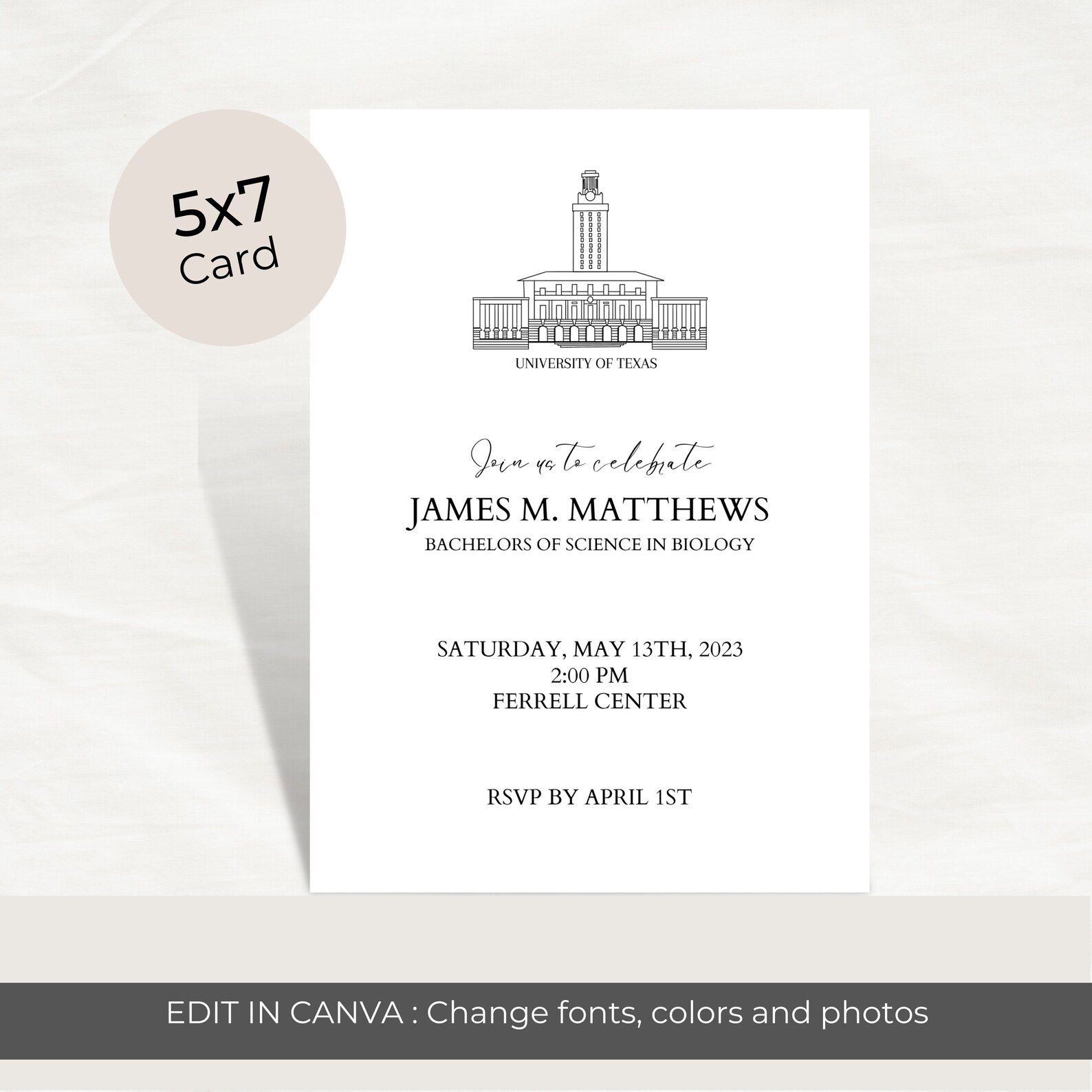 University of Texas Graduation Party Invitation Template, Minimalist ...