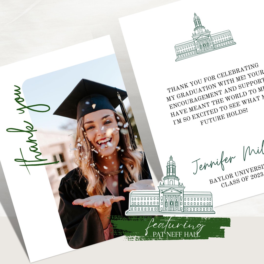 Baylor University Thank You Card Template, Baylor Grad Announcement ...