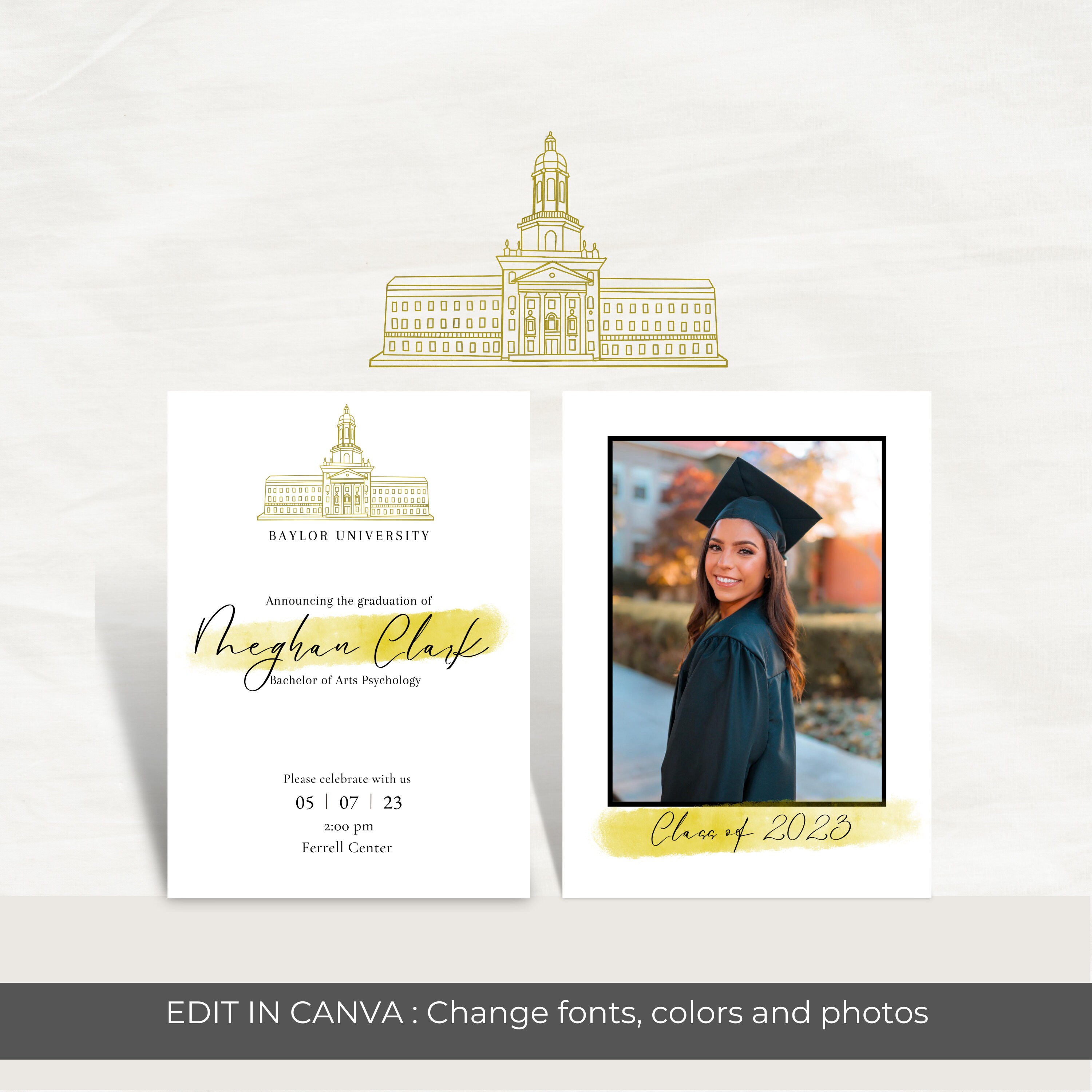 Baylor University Graduation Party Invitation Template, Minimalist ...