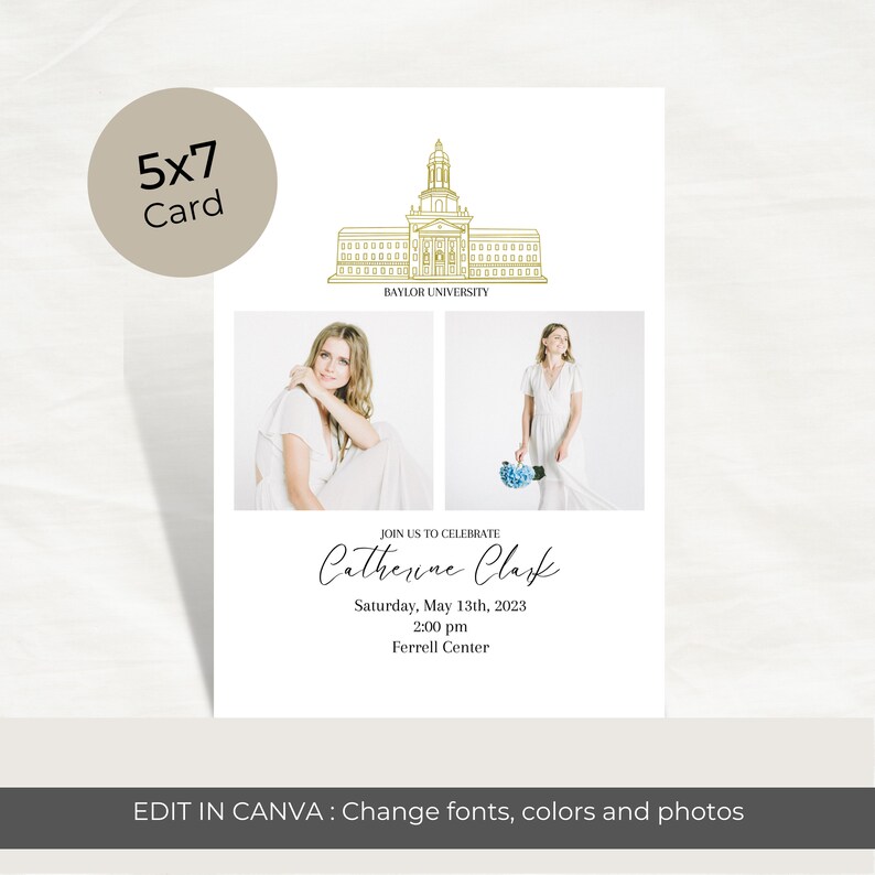Baylor University Graduation Party Invitation Template - Etsy