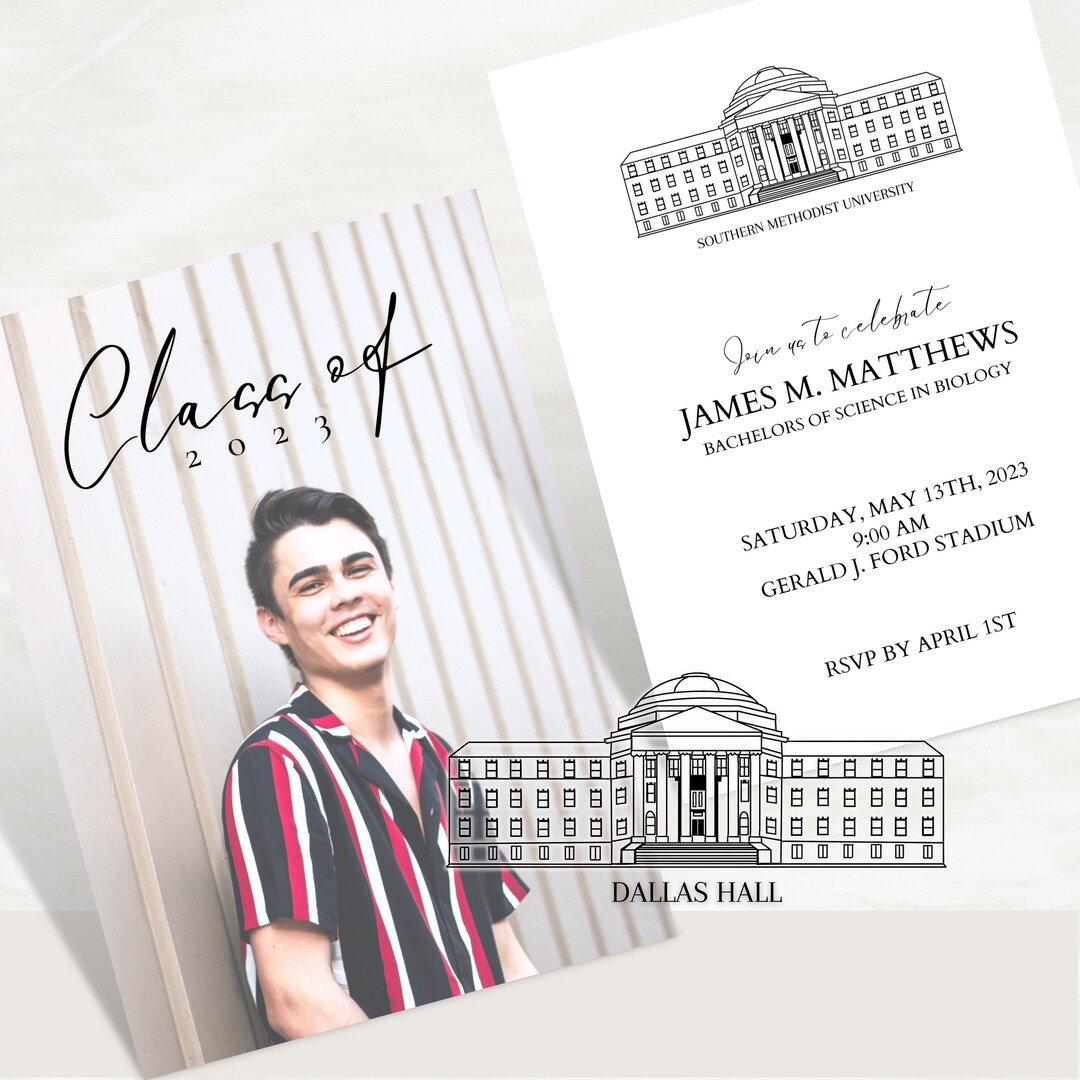 Sothern Methodist University Graduation Invitation Template, SMU ...