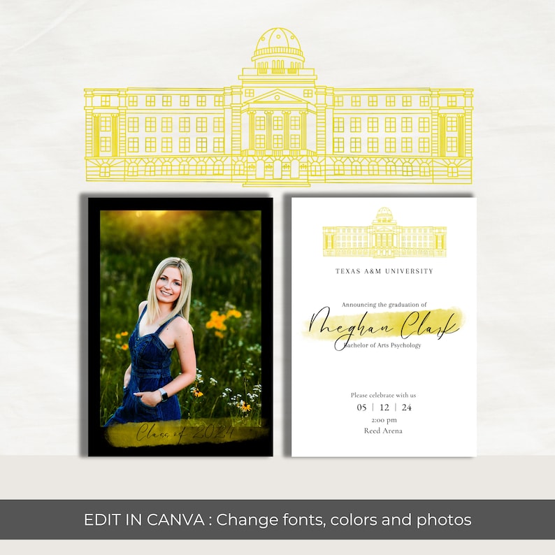 Texas A&M University Graduation Invitation Template TAMU - Etsy