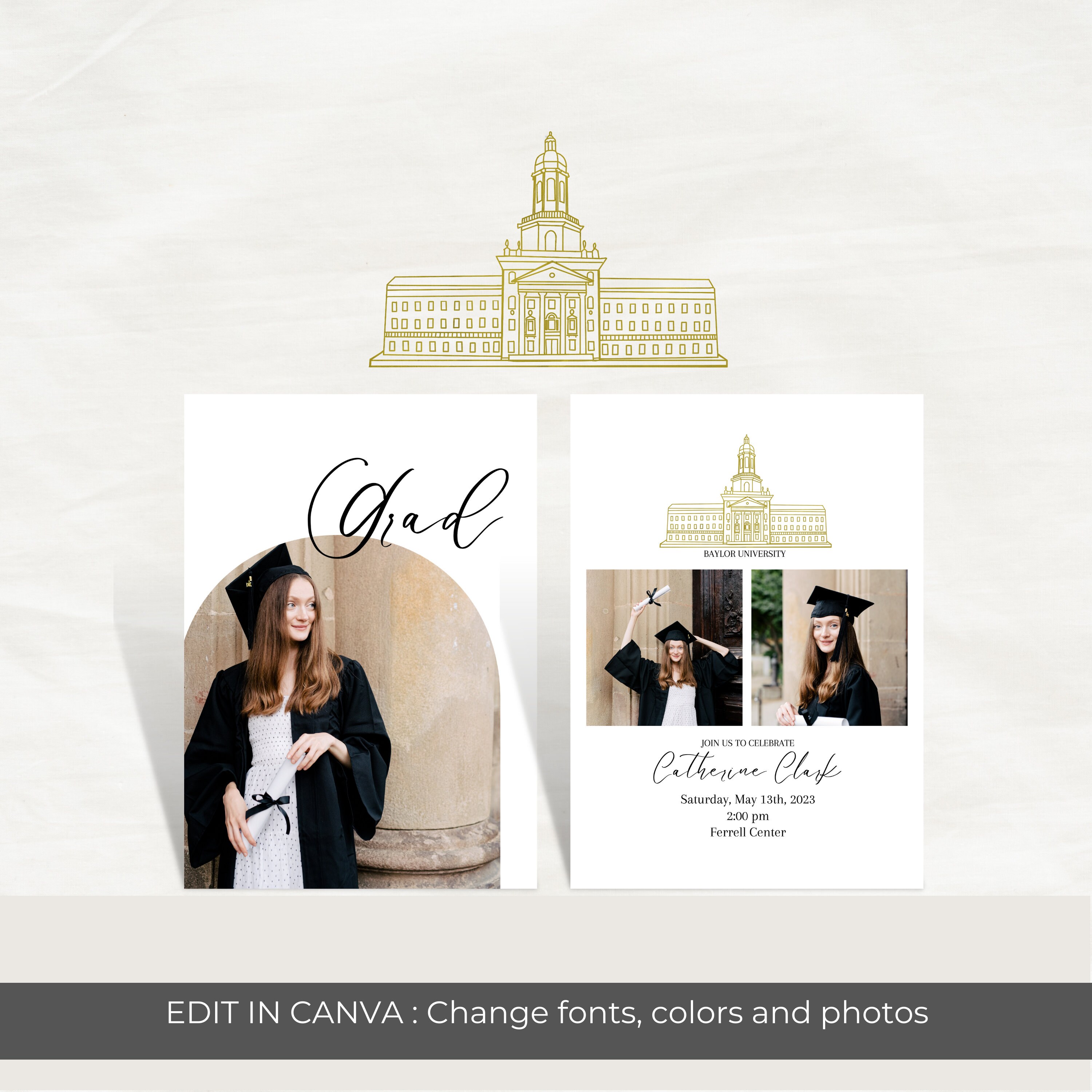 Baylor University Graduation Party Invitation Template, Minimalist ...