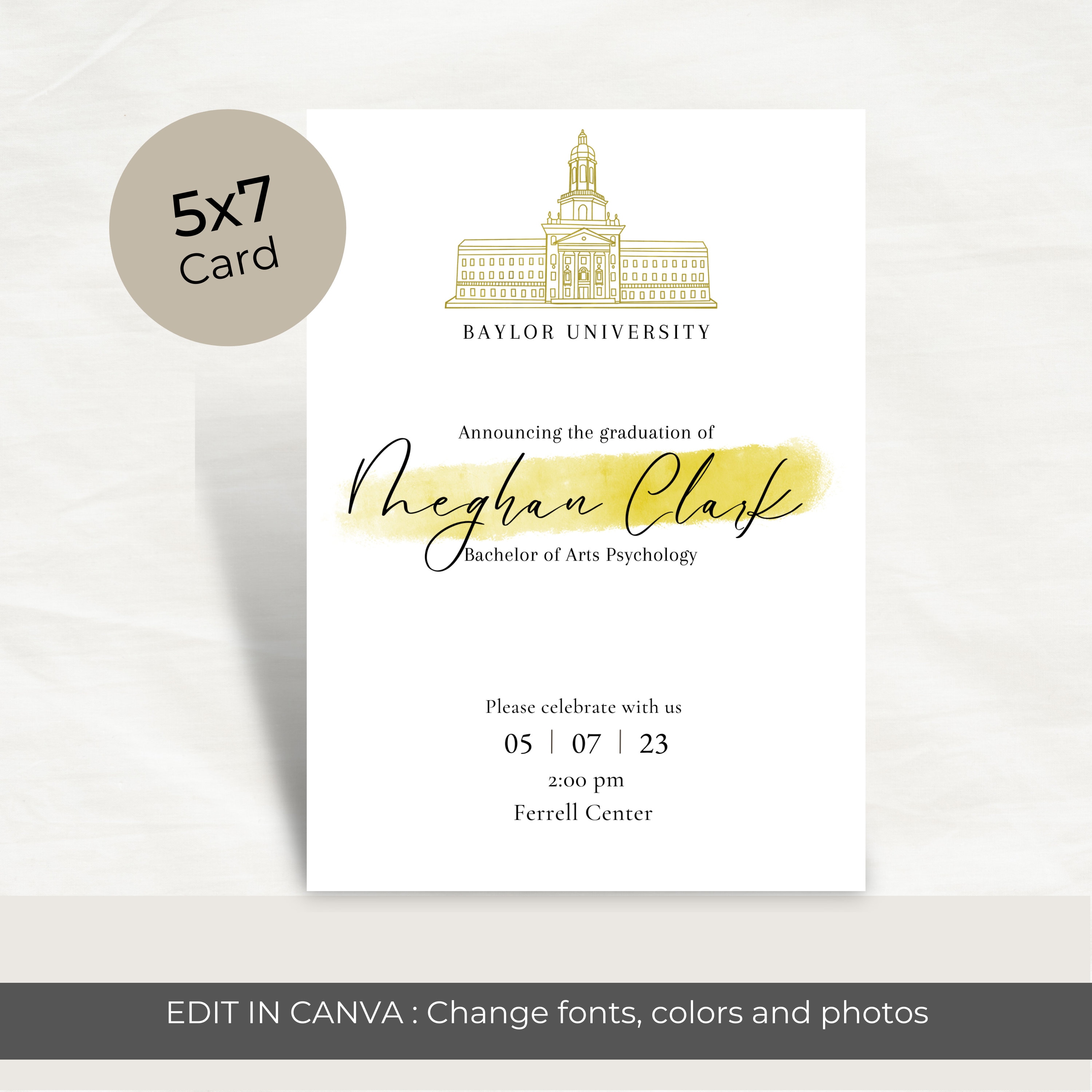 Baylor University Graduation Party Invitation Template, Minimalist ...