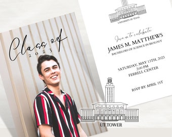 University of Texas Graduation Party Invitation Template, Minimalist ...