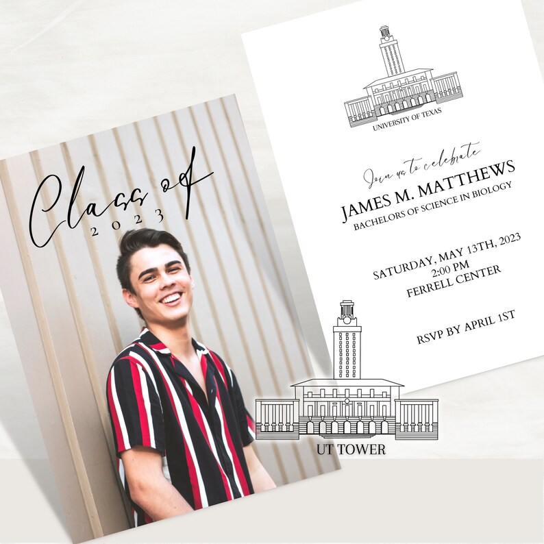 University of Texas Graduation Party Invitation Template, Minimalist ...