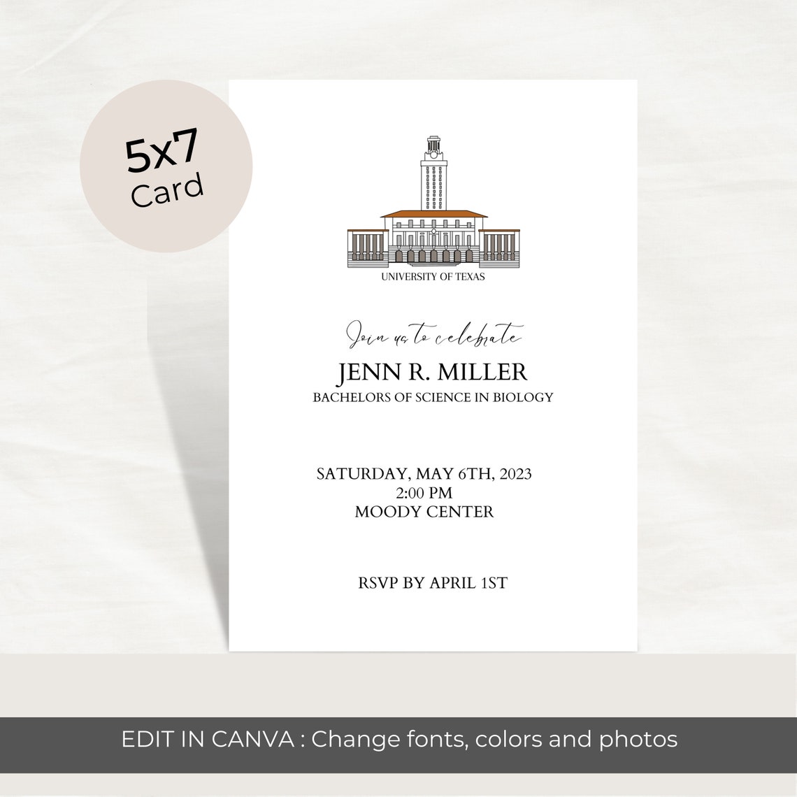 University of Texas Graduation Party Invitation Template, Minimalist ...