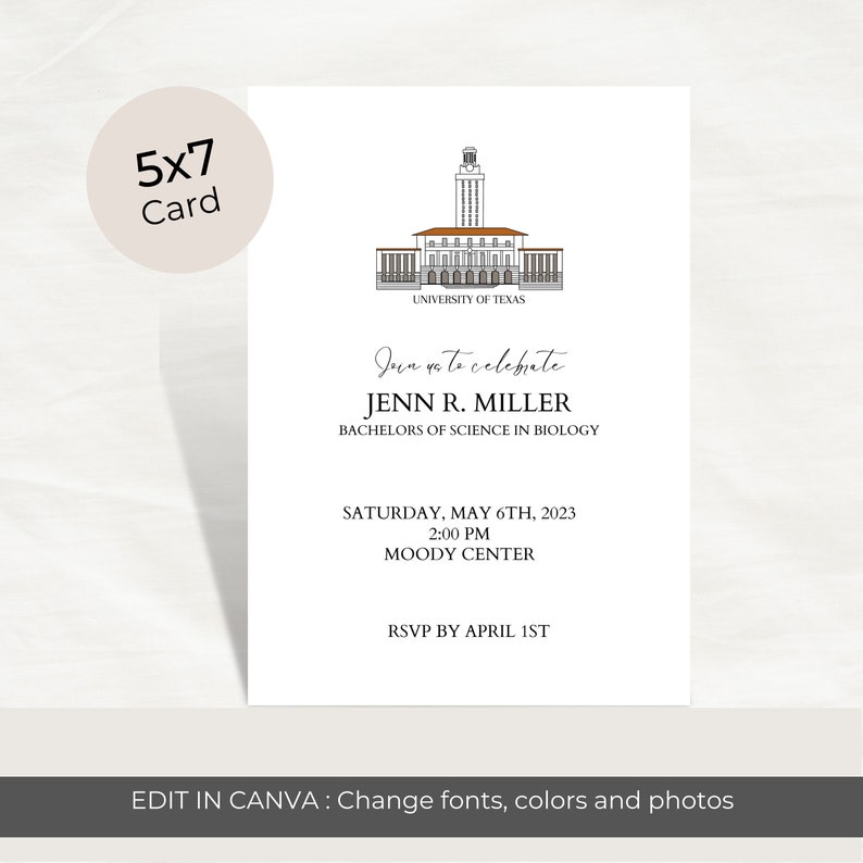 University of Texas Graduation Party Invitation Template, Minimalist ...