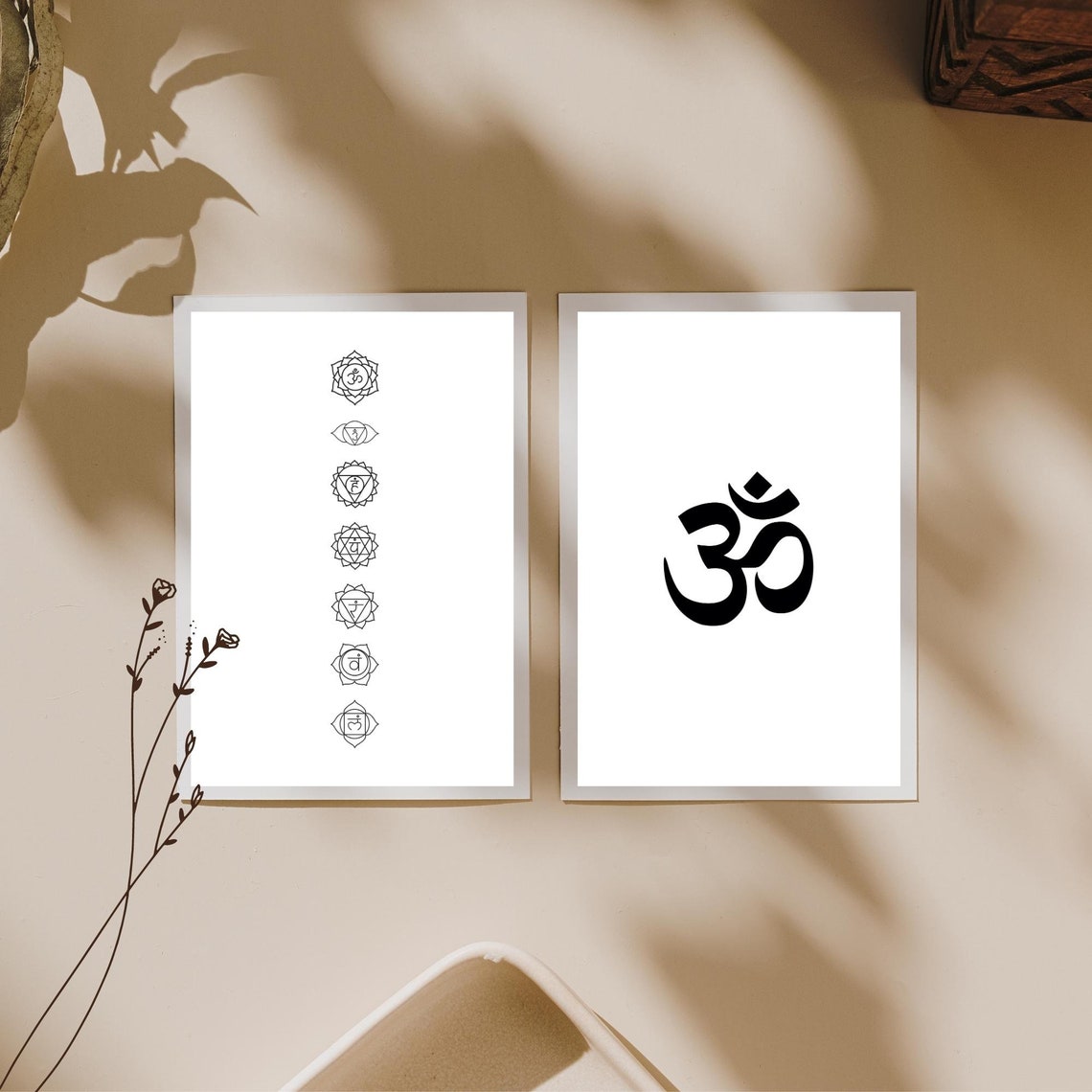 Aum & Chakra Chart Poster, 7 Chakras Wall Art, Chakra Wall Hanging ...