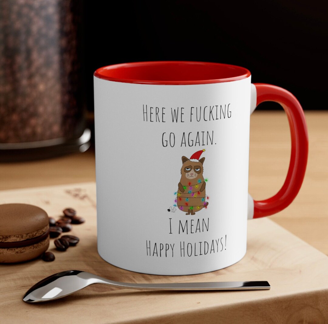 Grumpy Cat Christmas Mug Coffee Mug Lover Party Gift Happy Holidays Mug ...