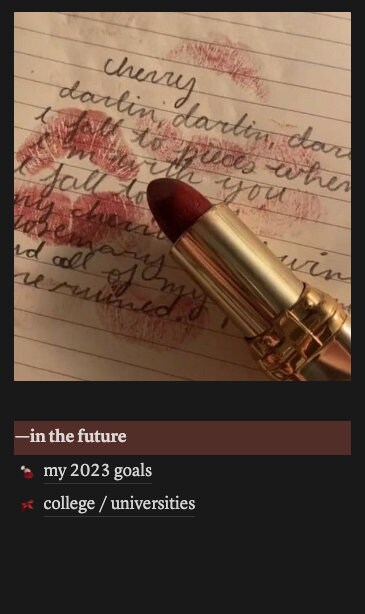 Notion Layout Femme Fatale/dark Red Theme - Etsy