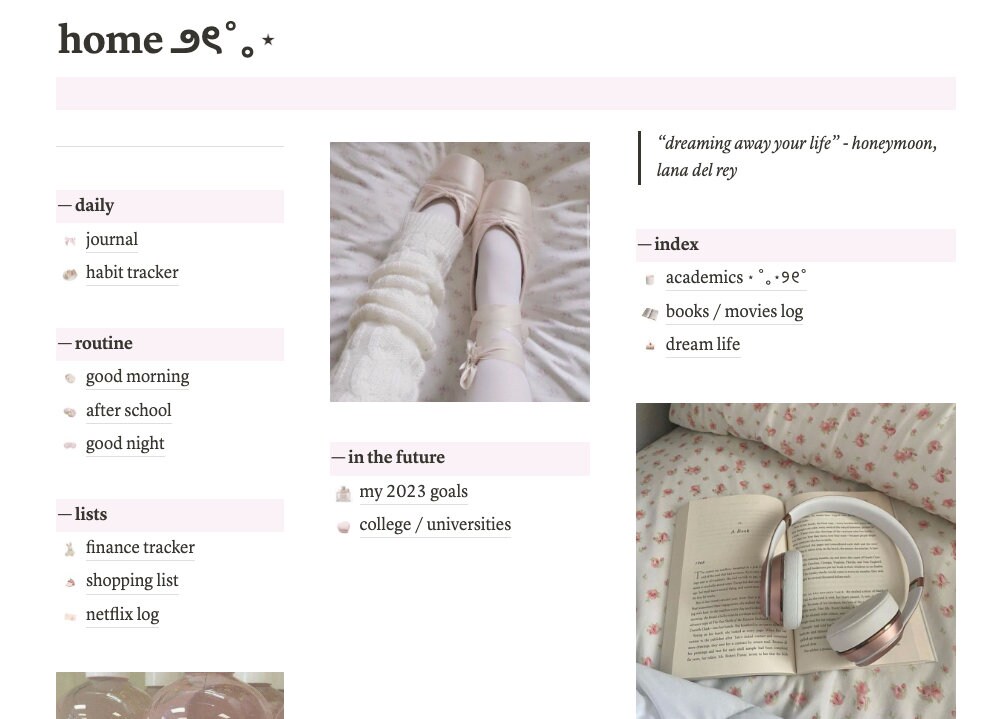 Notion Layout ~ Coquette / Dollette Theme - Etsy