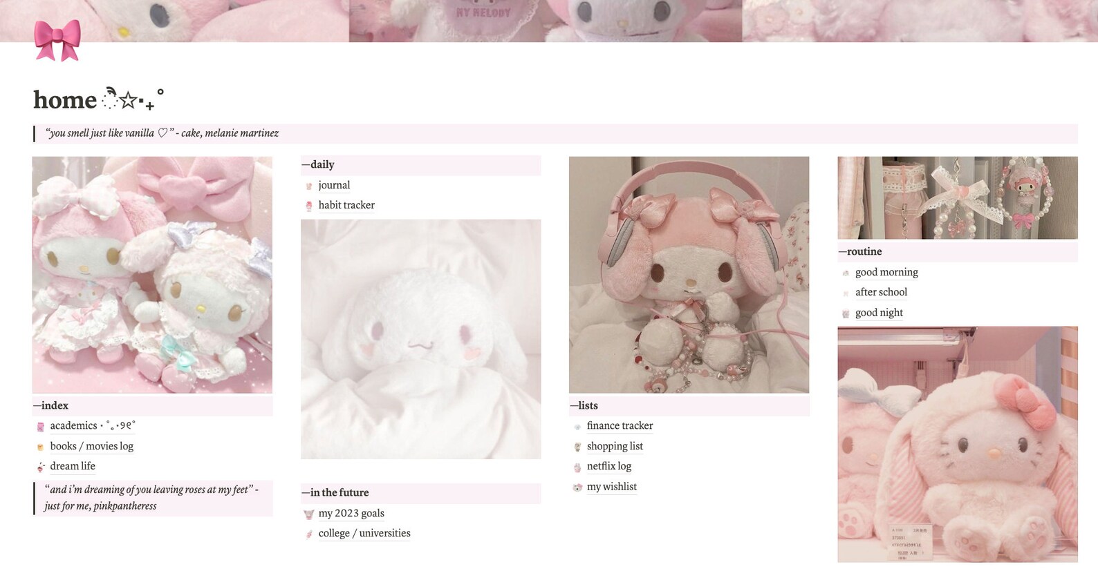 Notion Layout ~ Kawaii Theme - Etsy