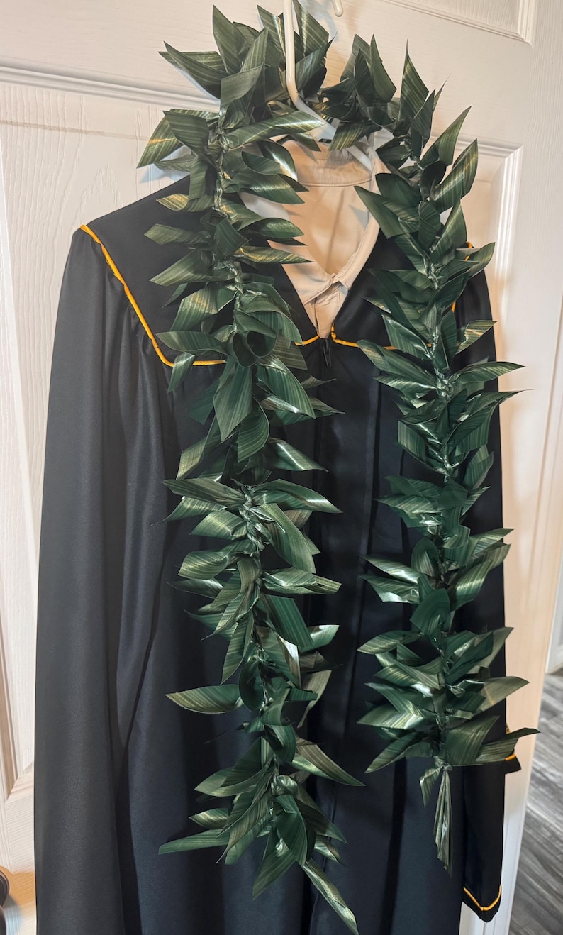 Double Maile Ti Leaf Ribbon Lei: Graduation Keepsake - Green - Etsy