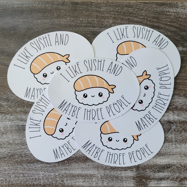 Cute Kawaii Style Sushi Sticker i Like Sushi and Like 3 - Etsy
