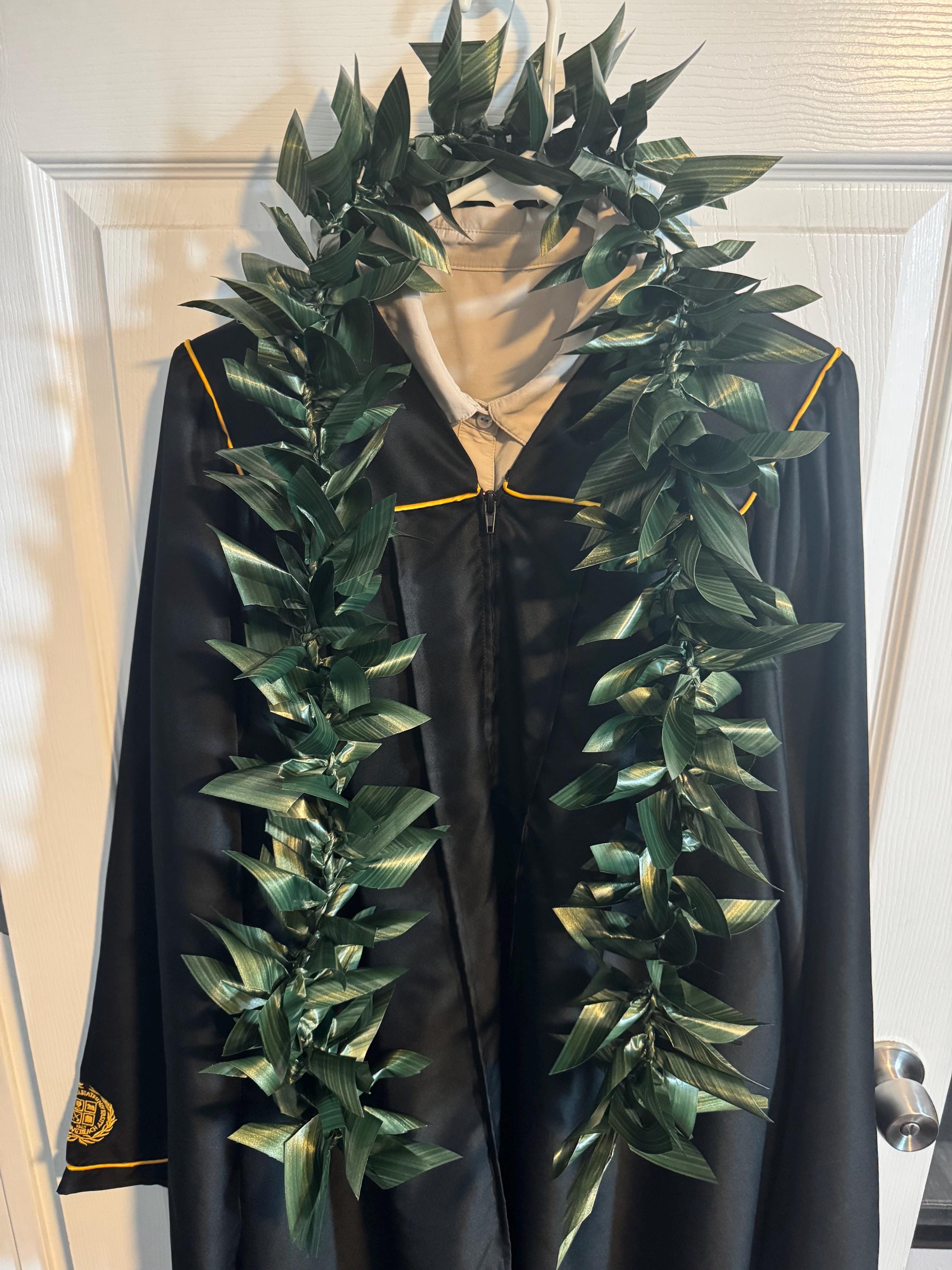 Double Maile Ti Leaf Ribbon Lei: Graduation Keepsake - Green - Etsy