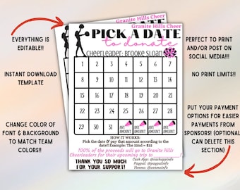 EDITABLE Volleyball Template Pick a Date Fundraiser Calendar Sponsor a ...