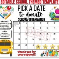 Editable School Pick a Date to Donate, Day Care, Pre School Fundraiser ...