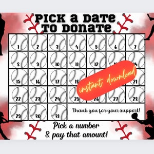 Baseball Pick a Date to Donate, Fundraiser, Pay the Date, Baseball ...