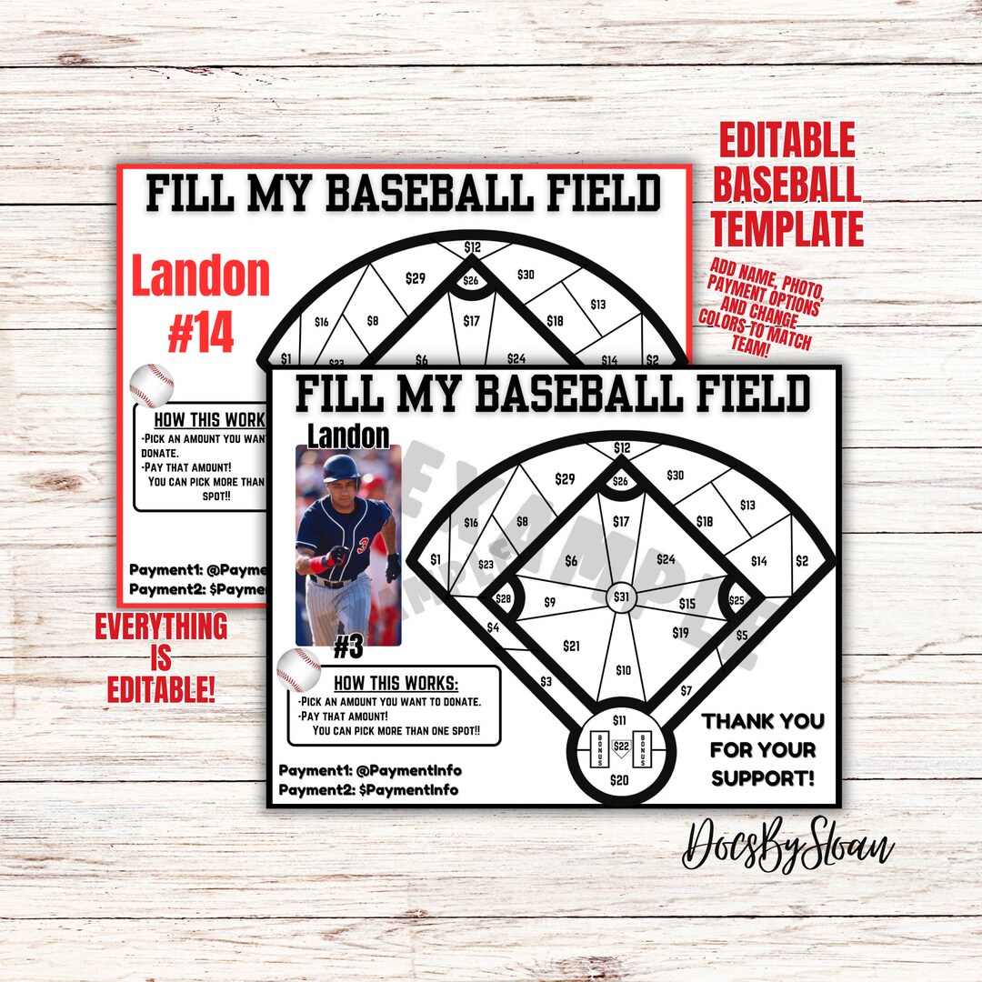 Editable Baseball Fundraiser, Fill My Baseball Field Fundraiser ...