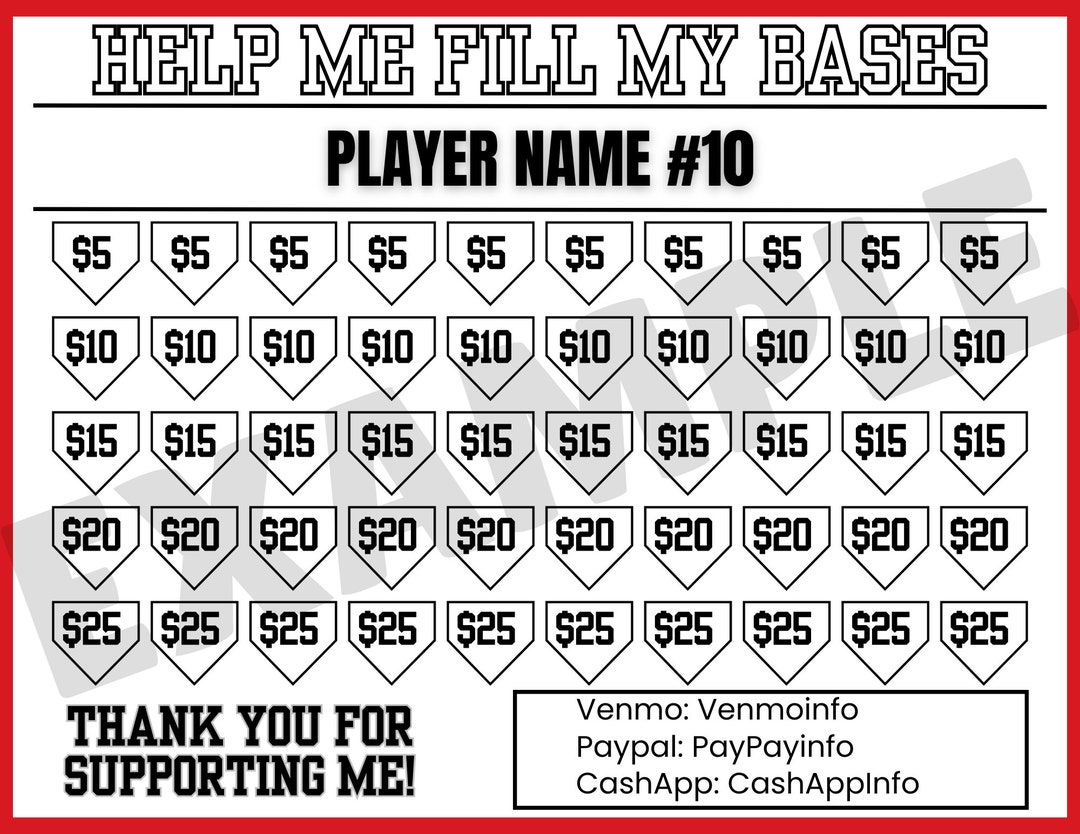 EDITABLE Fill My Bases Template, Softball Baseball, Pick a Date to ...