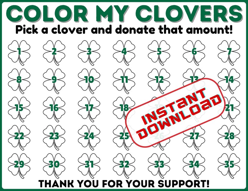 Color My Clovers, Fill My Clover, 4H Fundraiser, Black Out Board, Pick ...
