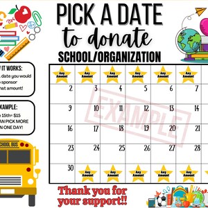 Editable School Pick a Date to Donate, Day Care, Pre School Fundraiser ...