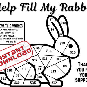 Fill My Rabbit, Black Out Board, Pick a Date to Donate, Digital Print ...