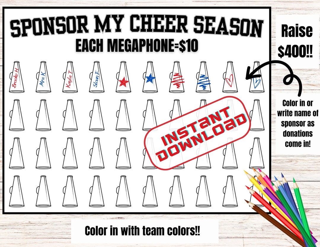 Cheerleading Fundraiser, Sponsor Megaphone, Black Out My Board, Pick a ...
