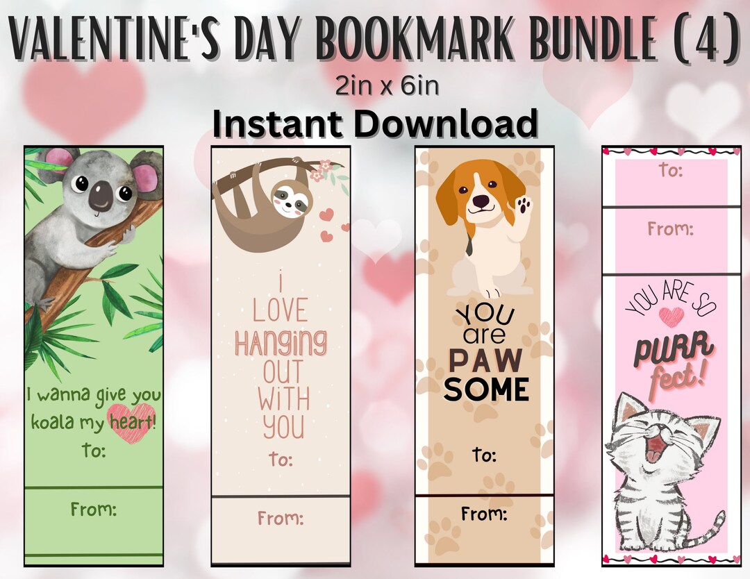Valentines Day Cards for Kids, Bookmarks Valentines Day Cards ...