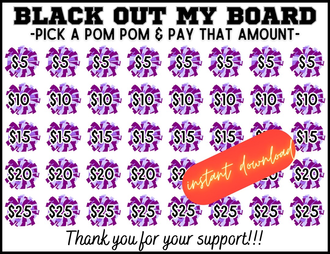 Cheer Black Out My Board, Pick a Date to Donate Fundraiser, Purple Pay ...