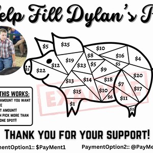 Editable Pig Fundraiser, Fill My Pig Fundraiser, Rodeo Pick a Date ...