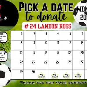 EDITABLE SOCCER Template, Personalized Pick a Date to Donate ...