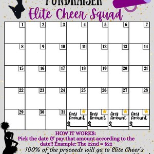 EDITABLE Cheer Template Pick a Date Fundraiser Calendar Sponsor a Date ...