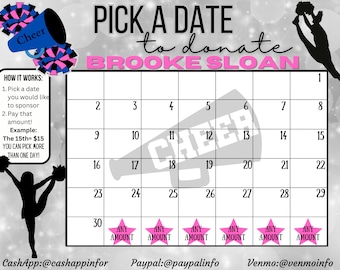 EDITABLE Cheer Template Pick a Date Fundraiser Calendar Sponsor a Date ...